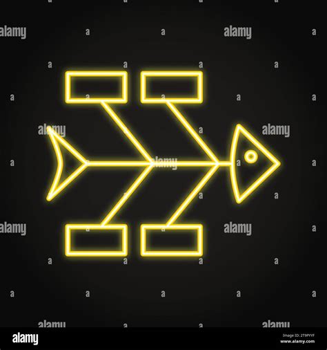 Ishikawa Fishbone Diagram Neon Icon Cause And Effect Scheme Problem