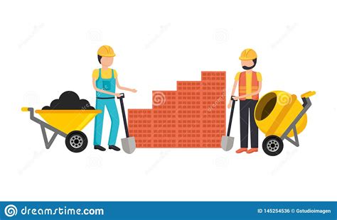 Trabalhadores Da Constru o Conjunto De Ferramentas Ilustração do