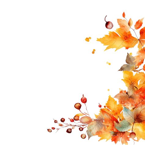 Watercolor Corner Autumn Watercolor Autumn Frame PNG Transparent