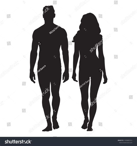 Man Woman Body Silhouettes Walking People Stock Vector Royalty Free