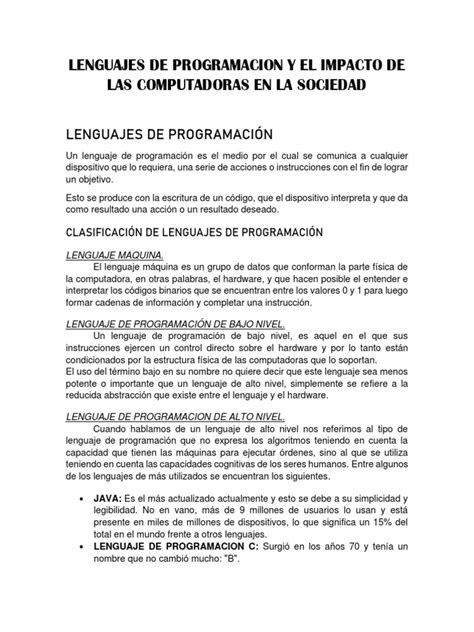 lenguajes de programacion pdf lenguaje de programación programación de computadoras
