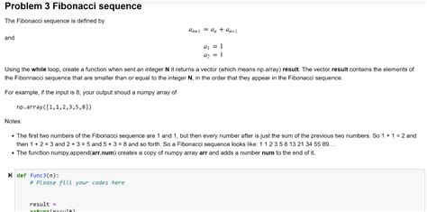 solved problem 3 fibonacci sequence the fibonacci sequence