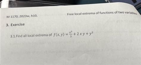 solved free local extrema of functions of two variables