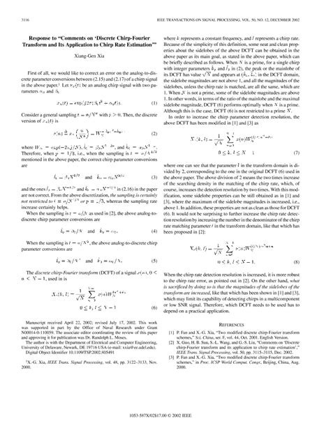 response to comments on discrete chirp fourier transform and its application to chirp rate
