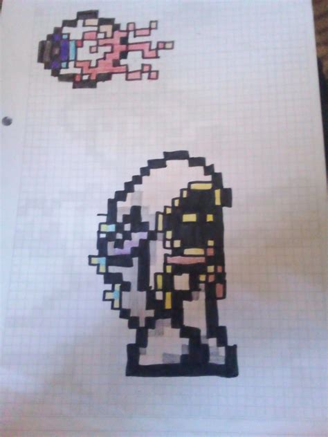 Mi Personaje Y Un Ojo De Terraria En Pixel Art En 2022 Pixel Art