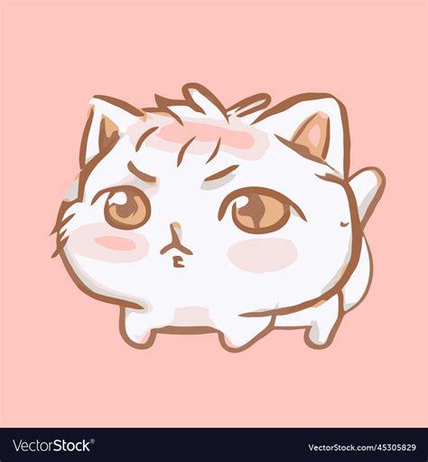 Cute Cat Cat Kawaii Chibi Drawing Style Cat Vector Image