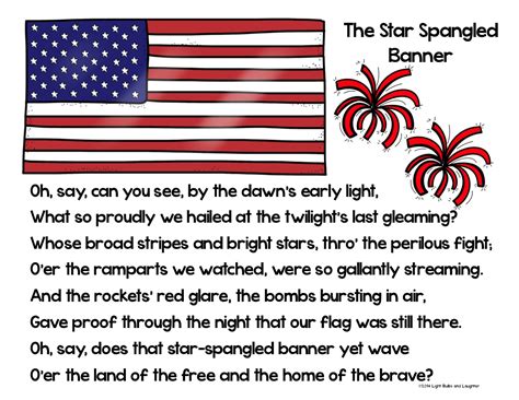 The Star Spangled Banner Lyrics Printable