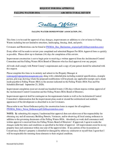 Fillable Online Hoa Architectural Review Committee Request Form You