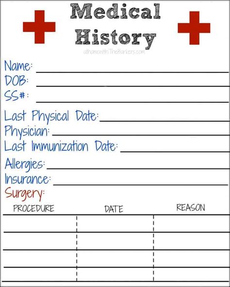 Printable Medical History Form