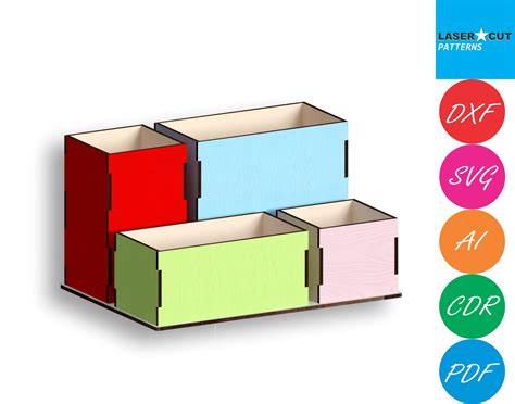 Pen Holder Laser Cut Files Laser Cut Template Vector For Laser Laser