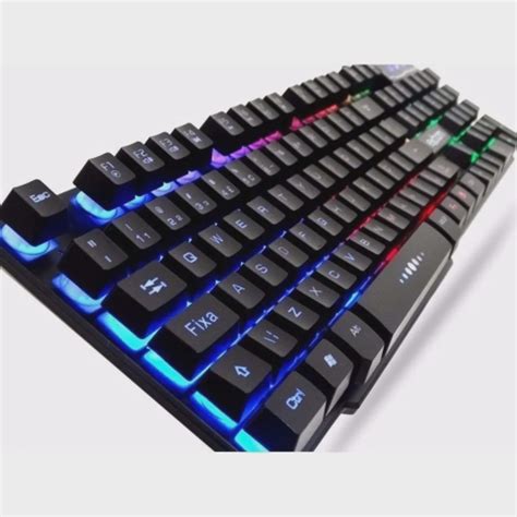 Kit Gamer Teclado Semi Mecânico c Iluminação Led Rgb Mouse Preto