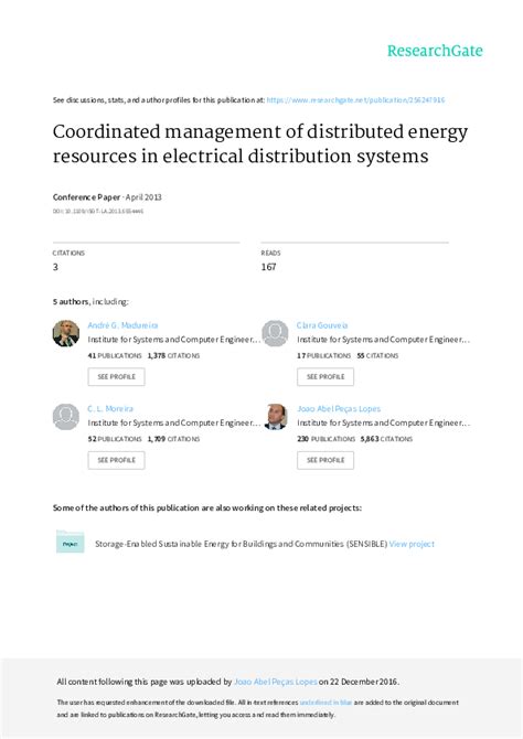 pdf coordinated management of distributed energy resources in electrical distribution systems