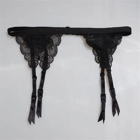 Women Garters Black Lace Garter Belt 4 Straps Metal Buckleclasps Sexy Suspender Belt For