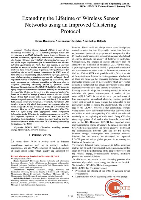 pdf extending the lifetime of wireless sensor networks using an improved clustering protocol