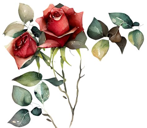 Elegant Red Rose Watercolor Composition Red Rose Art On Canvas