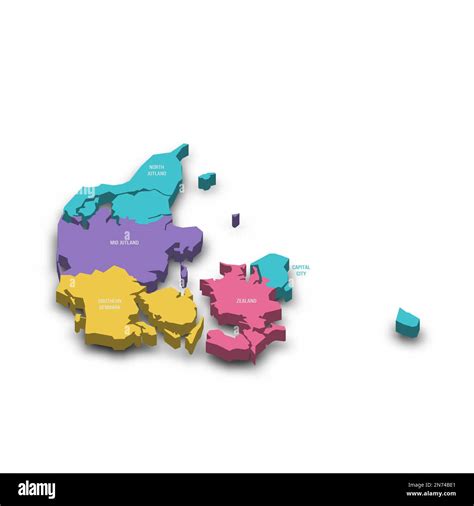 Dinamarca Mapa político de las divisiones administrativas regiones