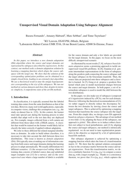 pdf unsupervised visual domain adaptation using subspace alignment