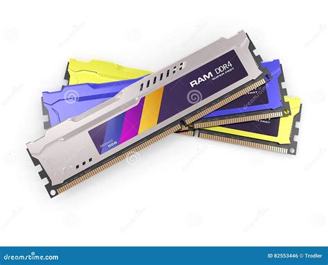 Random Access Memory Ram Modules Metallic Color Isolated On The White