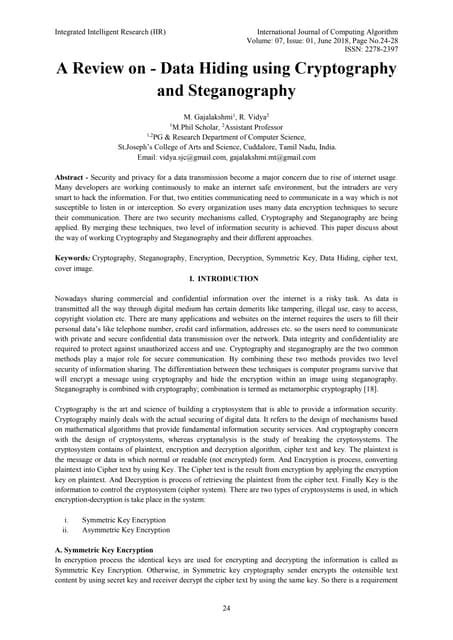 a review on data hiding using cryptography and steganography pdf