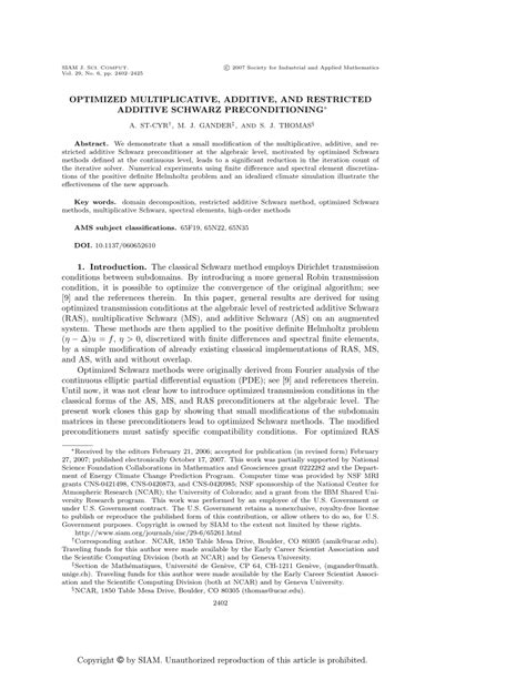 pdf multiplicative additive and restricted additive optimized schwarz preconditioning