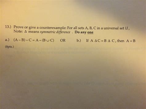 solved 13 prove or give a counterexample for all sets a