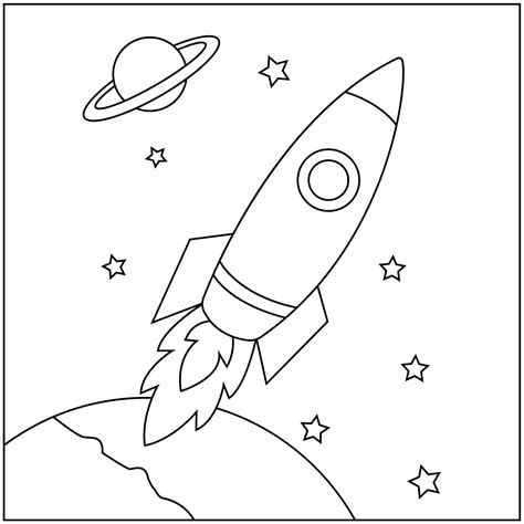 Cohete Estrella Espacial Para Colorear 7486490 Vector En Vecteezy