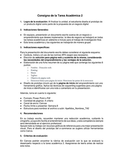 GC AN37 Consigna TA2 21C1M V2 Consigna de la Tarea Académica 2 Logro