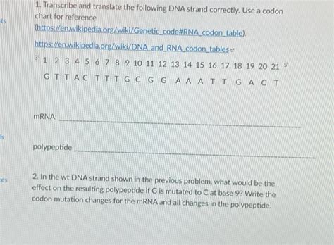 Solved 1 Transcribe And Translate The Following DNA Strand Chegg