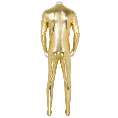 Mens Metallic Spandex Bodysuit Lycra Shiny Catsuit Sexy Unisex Zentai
