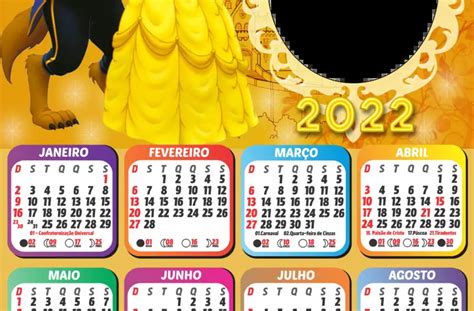 Montagem de Fotos Calendário 2022 A Bela e a Fera Imagem Legal