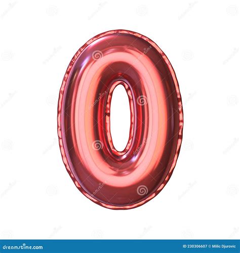 Fonte De Balão Metálico Vermelho Número 0 Zero 3d Ilustração Stock