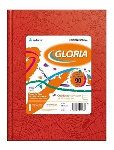 Cuaderno Gloria Tapa Dura N3 48 Hojas Cuadriculadas Rojo