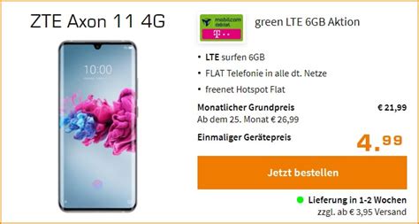 ZTE Axon 11 green LTE 6 GB Telekom Netz für eff 9 45