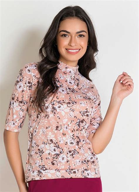 Blusa Gola Floral Salm O Moda Evang Lica Queima De Estoque