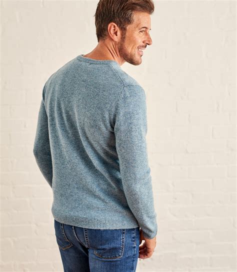 Bleu horizon Pull à col V Homme Laine d agneau Woolover FR
