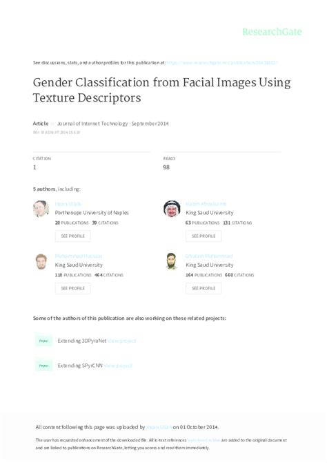 pdf gender classification from facial images using texture descriptors muhammad hamid