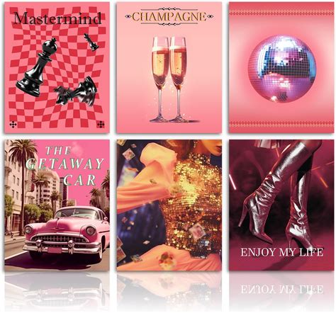 Dazzlewall Vintage Trendy Wandbilder Flippige Discokugel Rosa Preppy