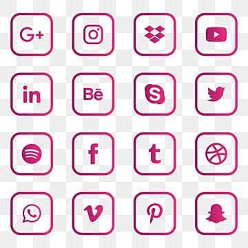 Pink Social Media Icons Set On Transparent Background Png And Psd Files