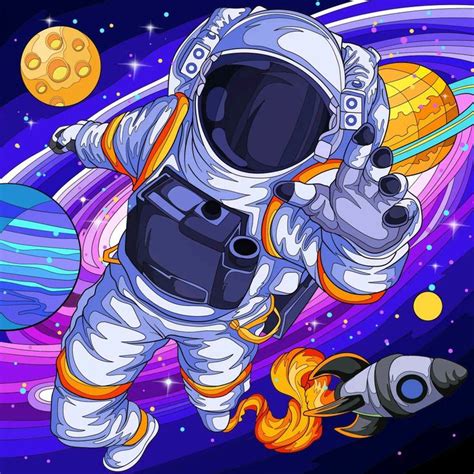 An Astronaut Floating In Space Next To Planets