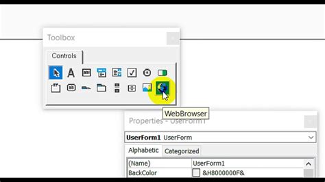 របបបក Web browser tool UserForm Excel VBA Enable Web Browser Tool
