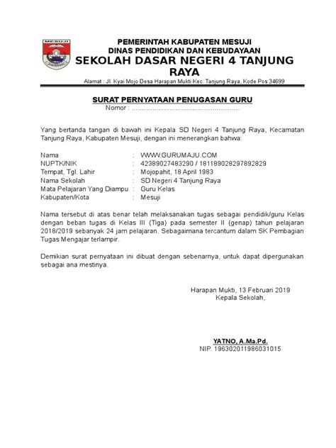 Detail Contoh Surat Penugasan Dari Kepala Sekolah Koleksi Nomer 27