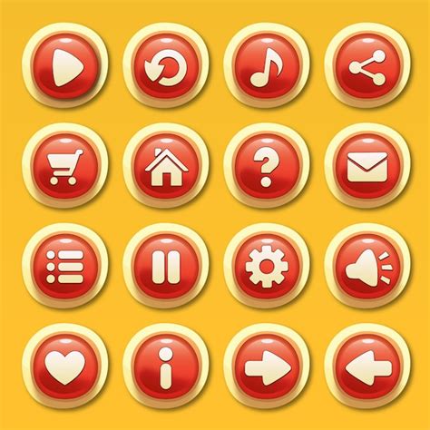 premium vector realistic cartoon game button gui kit 2d asset for user interface vector