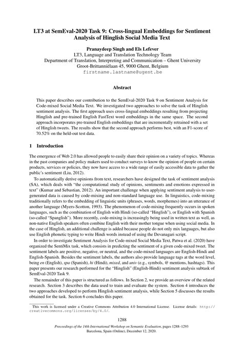 pdf lt3 at semeval 2020 task 9 cross lingual embeddings for sentiment analysis of hinglish