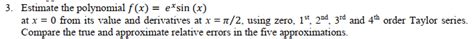solved 3 estimate the polynomial f x exsin x at x 0 from