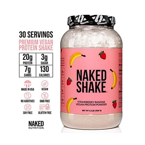Naked Shake Vegan Protein Powder Strawberry Banana Flavored Plant
