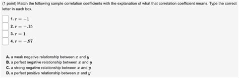 solved 1 point match the following sample correlation