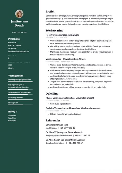 Voorbeeld Cv Zorg Verpleegkundige Z Doe Je Dat 2024 Free Word Template