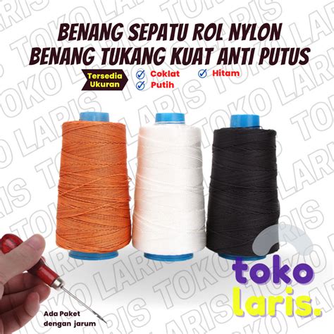 Jual PAKET JARUM SOL BENANG TUKANG TALI NILON NYLON PUTIH HITAM