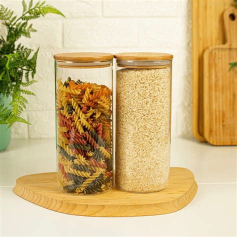 Kit 2 Potes Para Mantimento 1 4L Tampa De Bambu Shopee Brasil