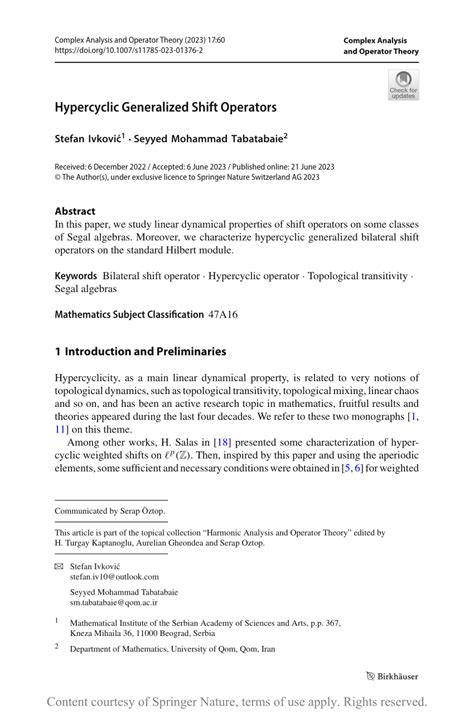 hypercyclic generalized shift operators request pdf